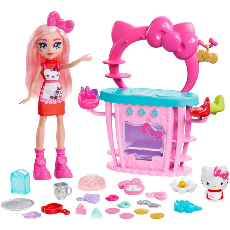 Set de joaca, papusa Mattel Hello Kitty cu cofetarie si accesorii, 3 ani