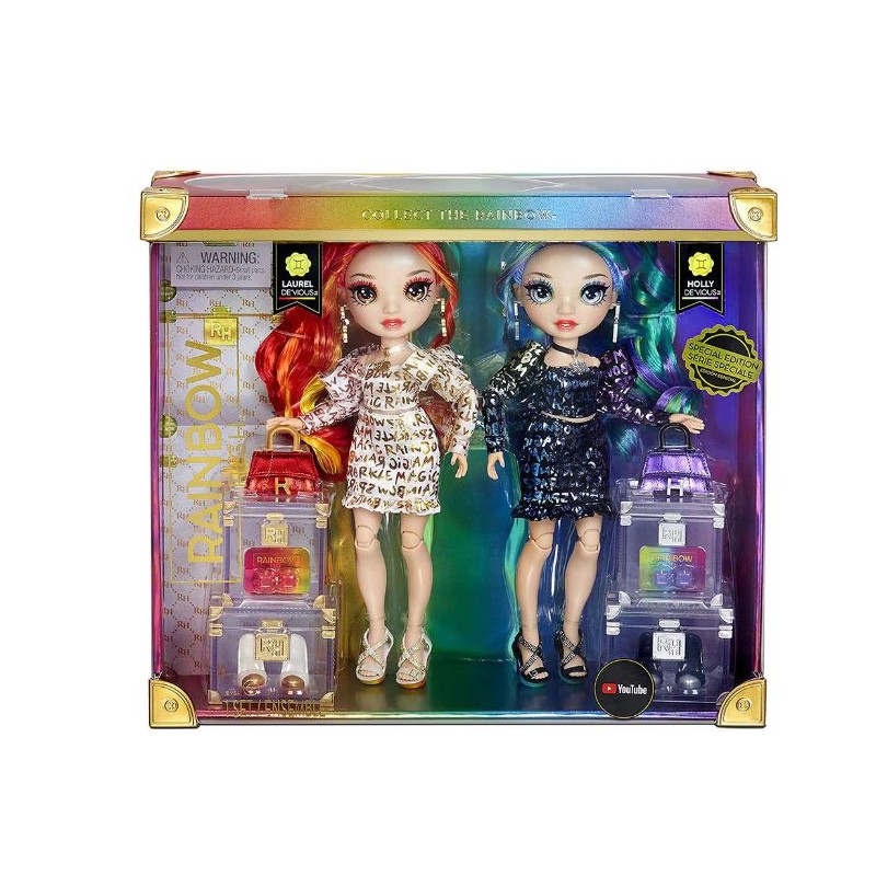 Set papusi Rainbow High gemenele Laurel si Holly De'Vious si accesorii ...